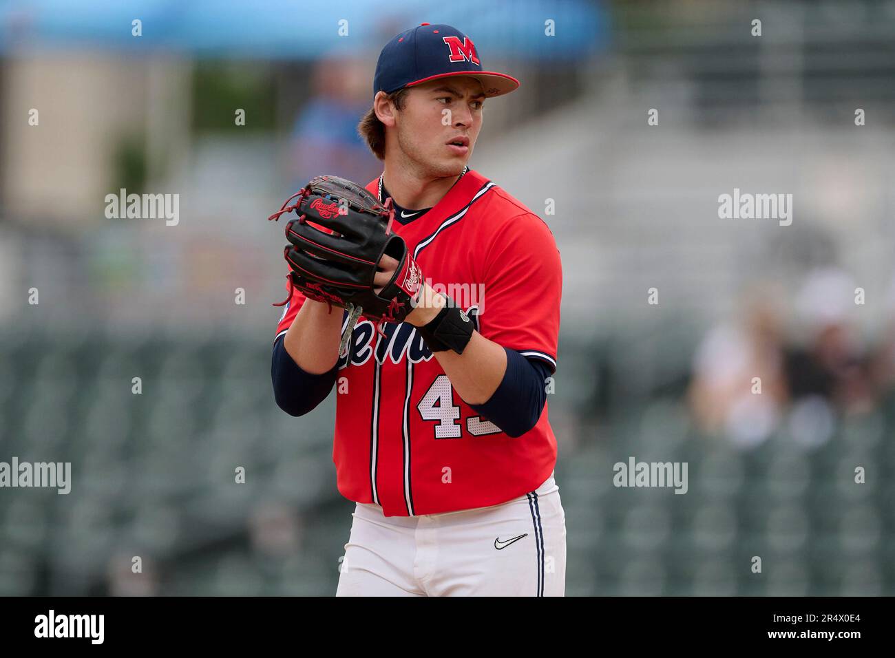 Ole Miss Rebels pitcher Cole Ketchum (43) during an NCAA baseball game ...