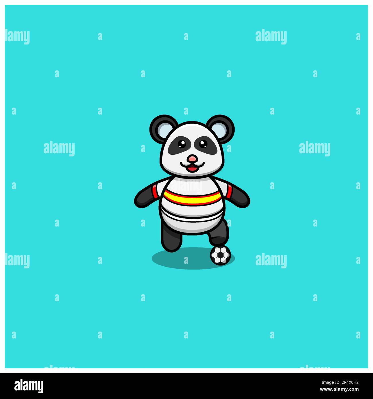 Cute Baby Panda Wearing Football Costume. Character, Logo, Icon And ...