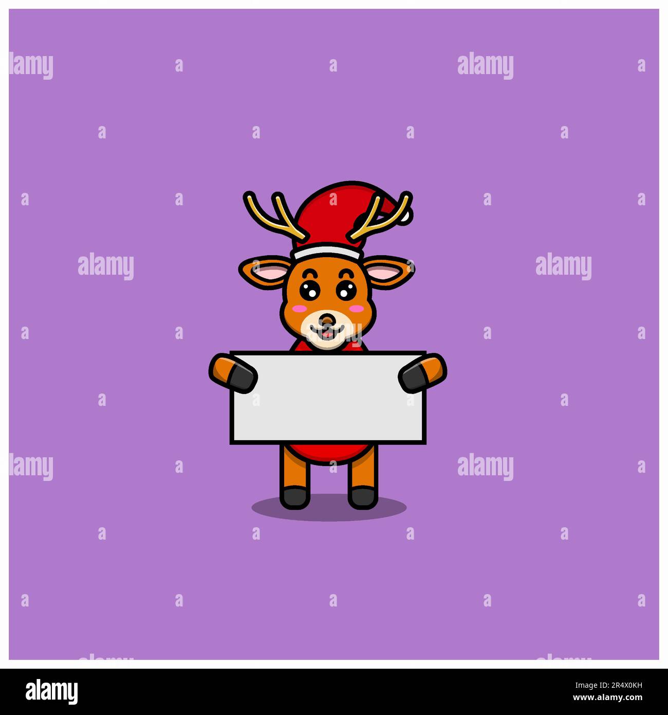 Cute Baby Santa Deer Character With Blank Paper. Character, Mascot ...