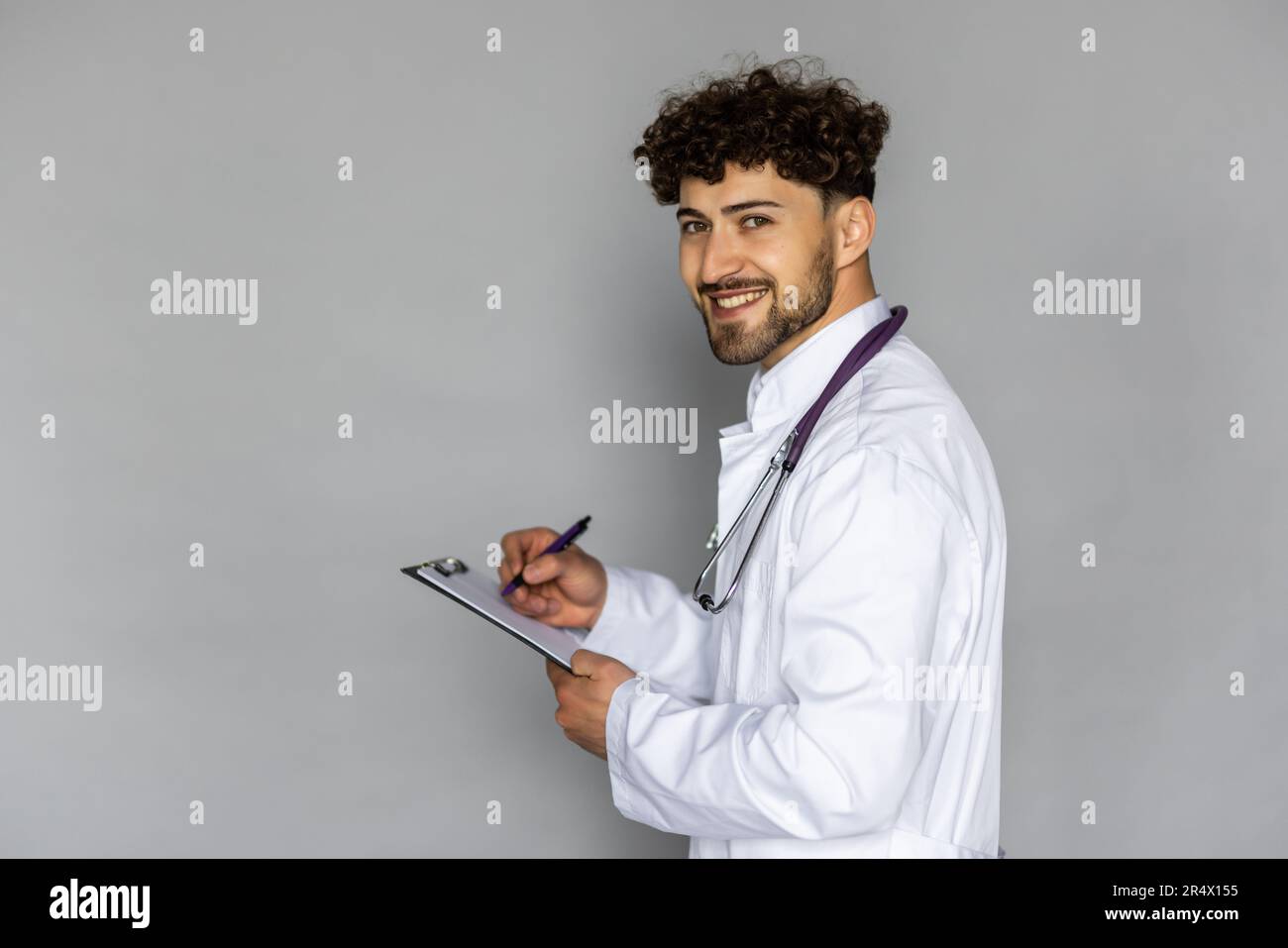 Portrait of doc showing blank empty copy space paper document contract ...