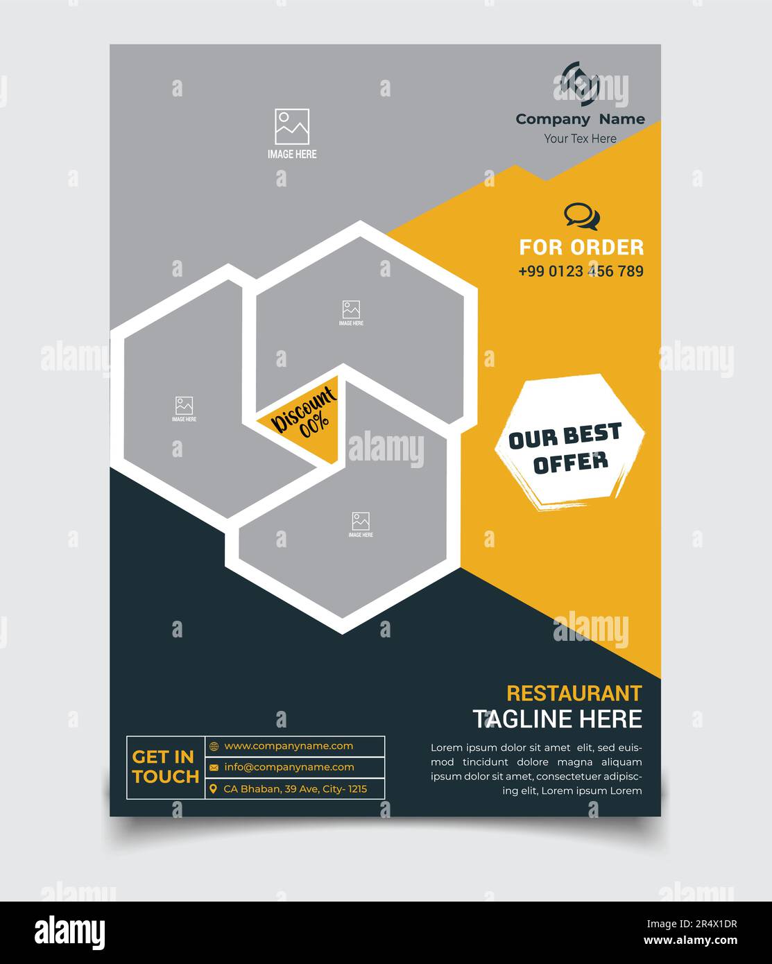 Restaurant Service Provide Flyer Design Template Stock Vector Image ...