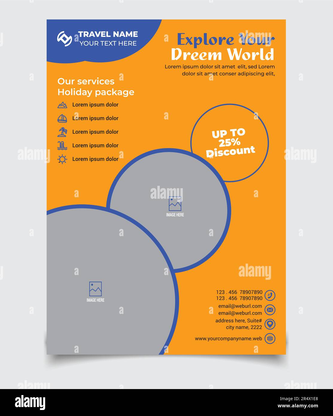 Tourism or Traveling Advertising Services Provide Flyer Template Design ...