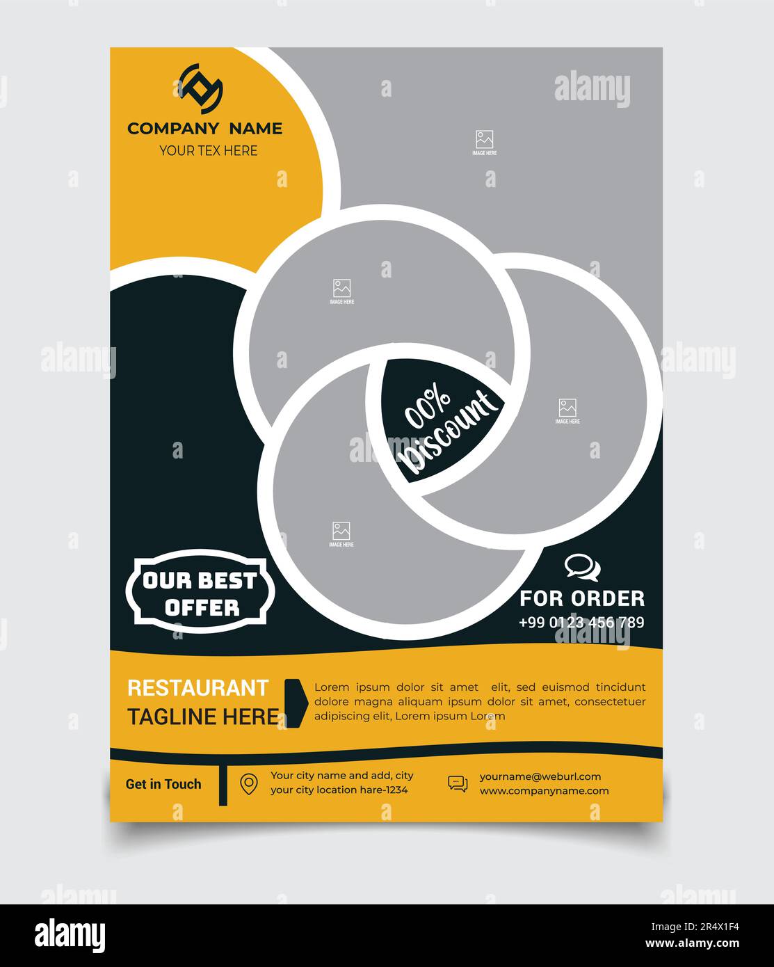 Restaurant Service Provide Flyer Design Template Stock Vector Image ...