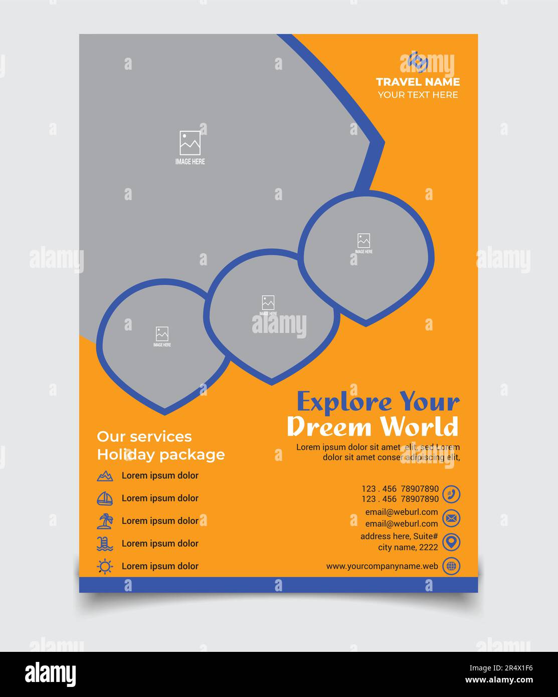 Tourism or Traveling Advertising Services Provide Flyer Template Design ...