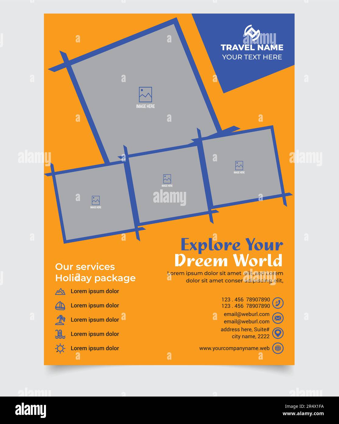 Tourism or Traveling Advertising Services Provide Flyer Template Design ...
