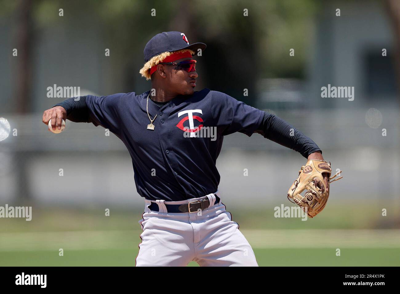 Minnesota Twins shortstop Isaac Pena (38) throws to first base during ...