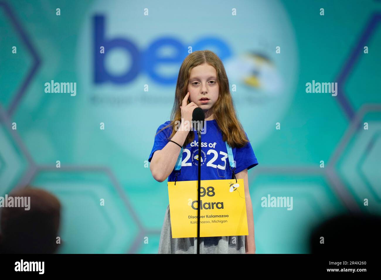 Clara Mervak, 11, from Kalamazoo, Mich., competes during the Scripps ...