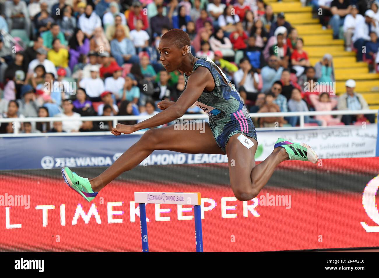 Shamier Little (USA) wins the women's 400m hurdles in 53.95 during the Meeting International ...