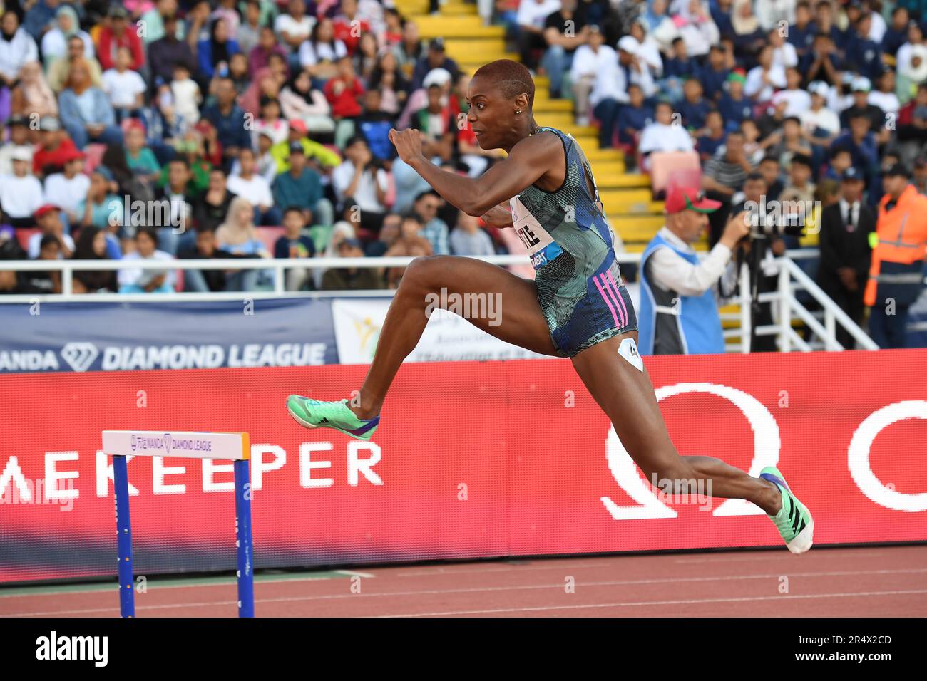 Shamier Little (USA) wins the women's 400m hurdles in 53.95 during the Meeting International ...