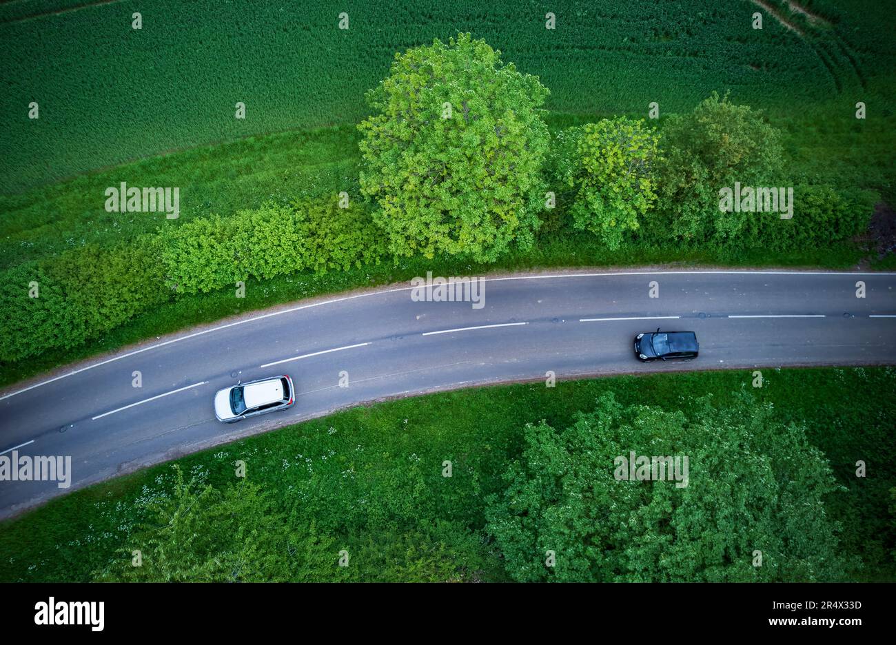 Aerial drone shot empty road hi-res stock photography and images - Alamy