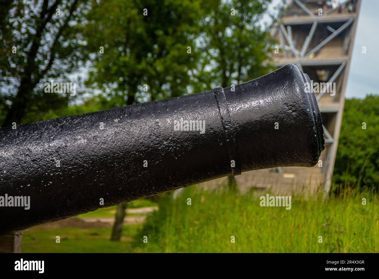 29 May, 2023, Halsteren, Netherlands Watchtower near the Moses bridge ...