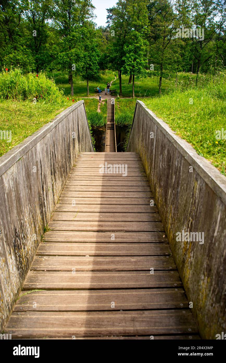 29 May, 2023, Halsteren, Netherlands Moses bridge, a sunken pedestrian ...
