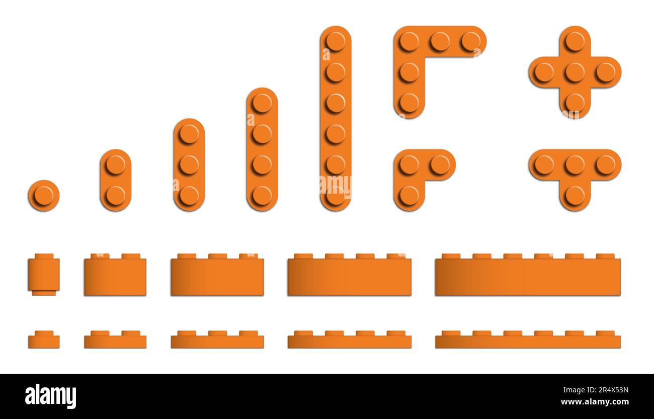 Set of colored building bricks in various lengths with rounded corners ...