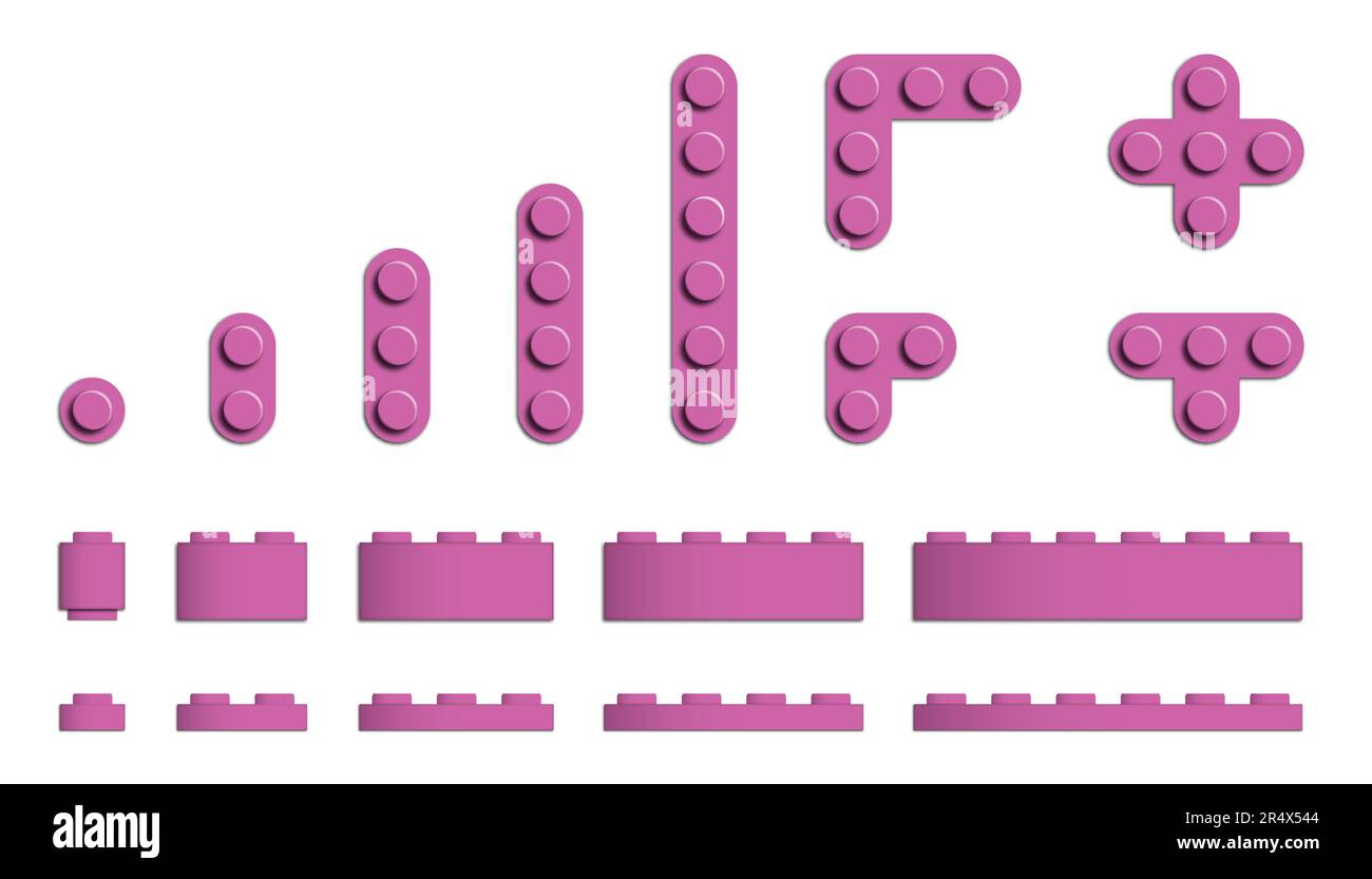 Set of colored building bricks in various lengths with rounded corners ...