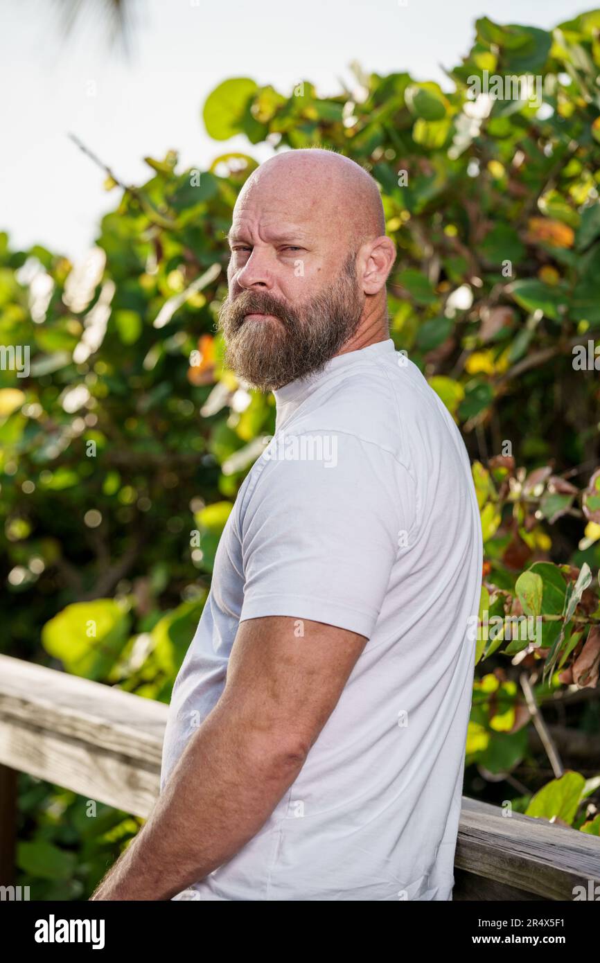 Bearded bald strong man hi-res stock photography and images - Alamy