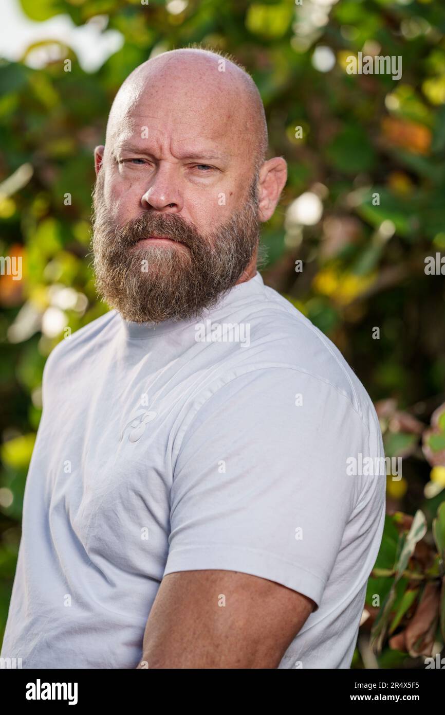 Bearded bald strong man hi-res stock photography and images - Alamy