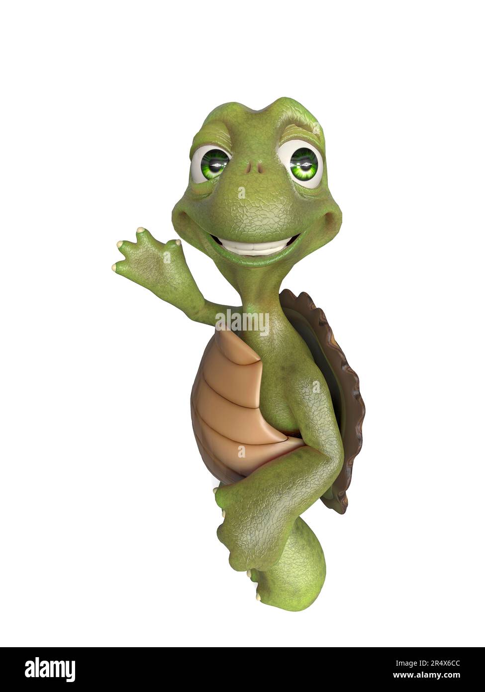 turtle cartoon doing yoga saying hello, 3d illustration Stock Photo - Alamy