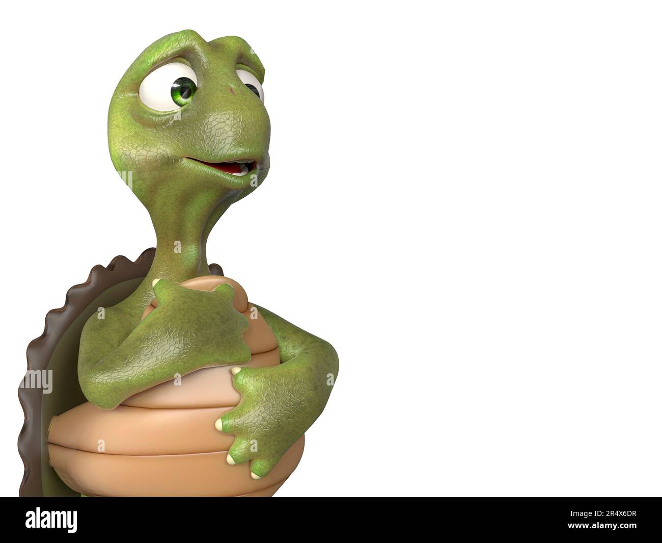 turtle cartoon is afraid with copy space, 3d illustration Stock Photo ...