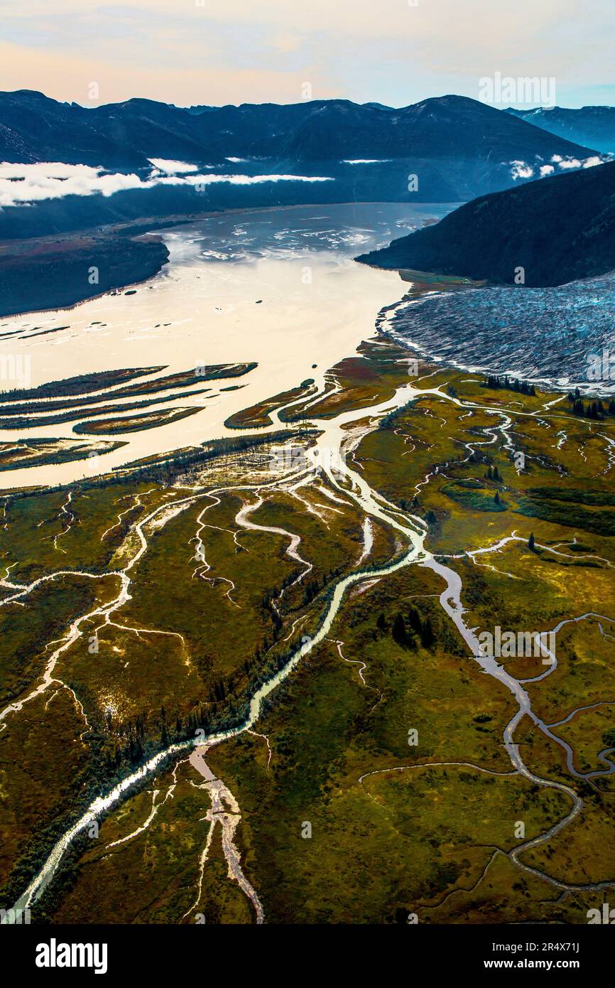 An aerial view of the glaciers of Taku Inlet in Alaska Stock Photo - Alamy