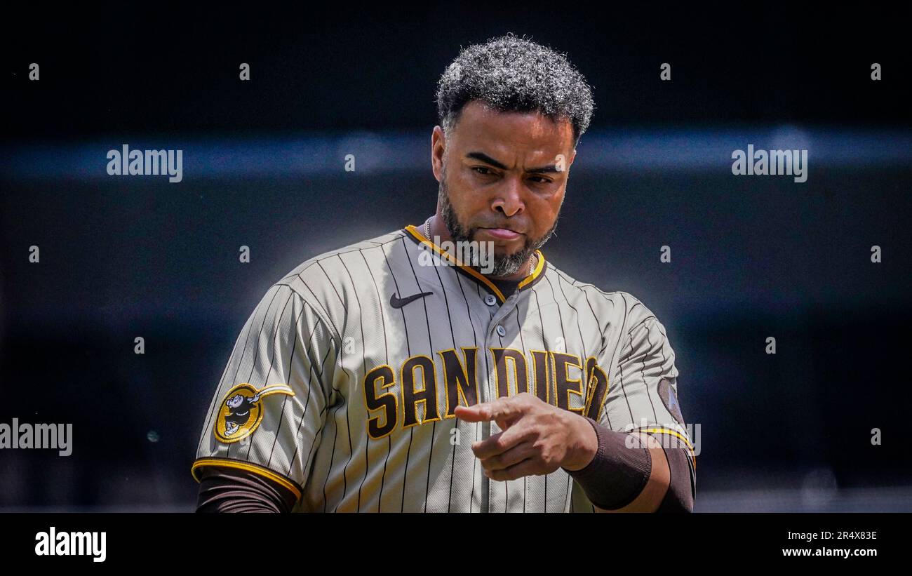 San Diego Padres designated hitter Nelson Cruz during warmups for a ...
