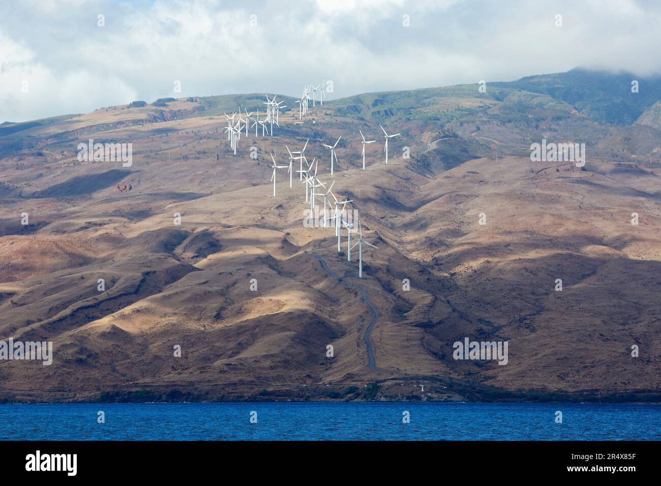 Kaheawa Wind Power, wind farm on Island of Maui above Maalaea; Maui ...