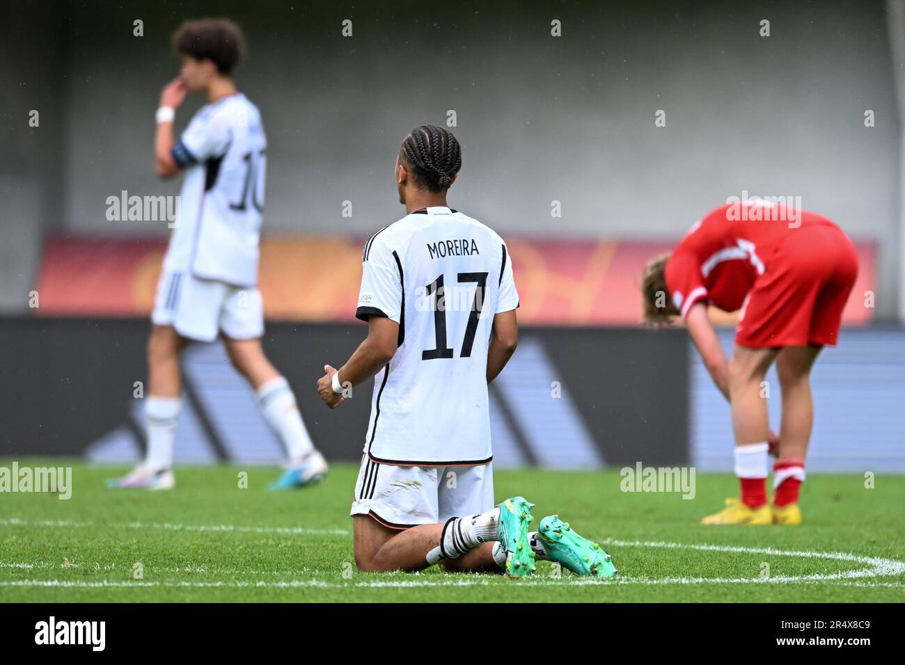 Felcsut, Hungary. 30th May, 2023. Happiness of Germany U17's Eric ...