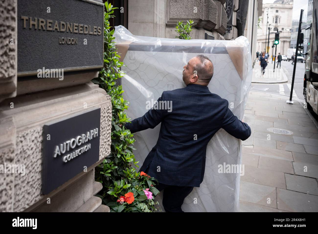 A lorry delivery of items and materials to a corporate address on ...