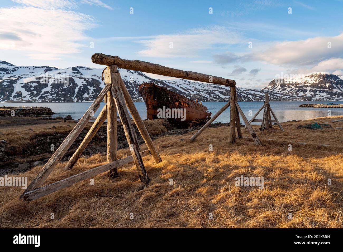Famous rusty shipwreck, Sudurland Shipwreck near the abandoned herring ...