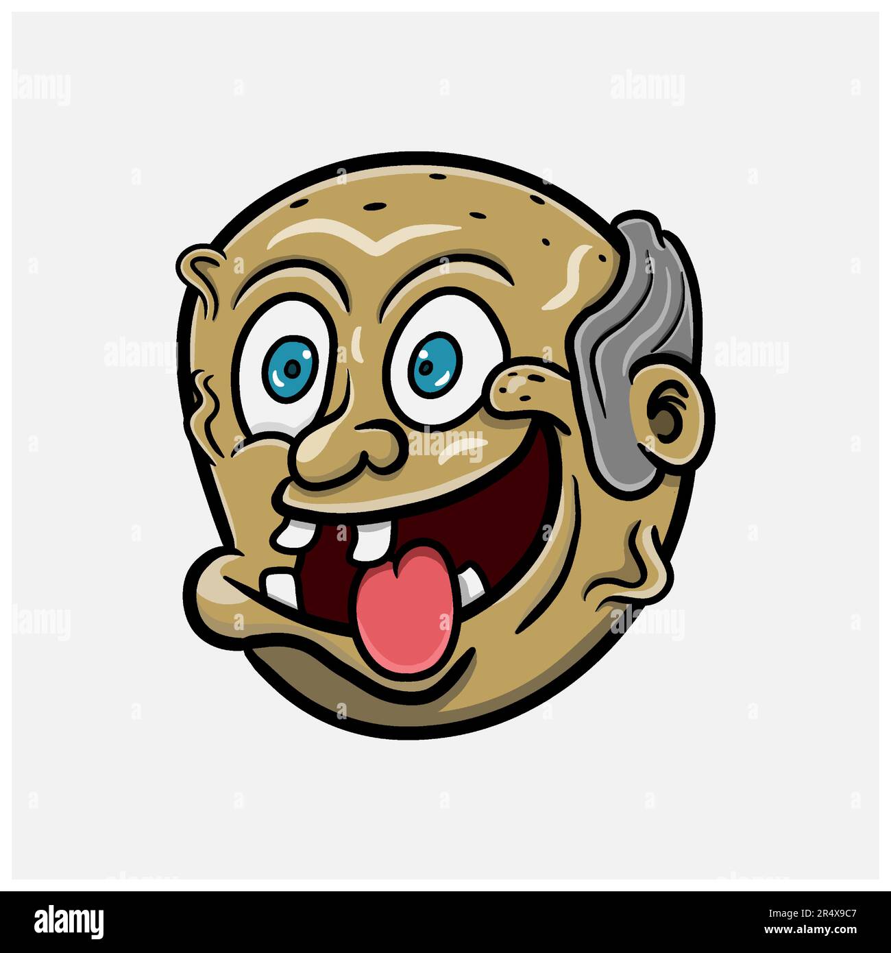 Funny Old Man With Bald Head And Laugh Expression. Clip Art Vector ...