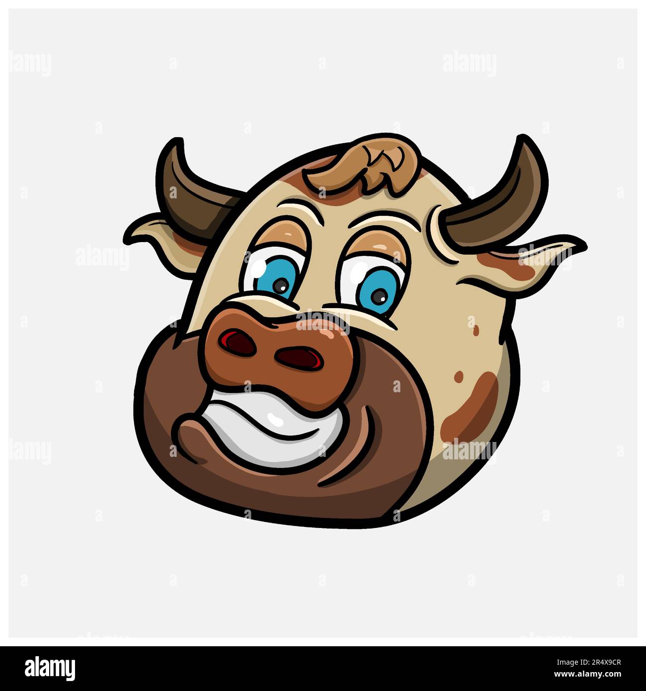 Funny Cow Head With Brown Color. Clip Art Vector. Vector and ...
