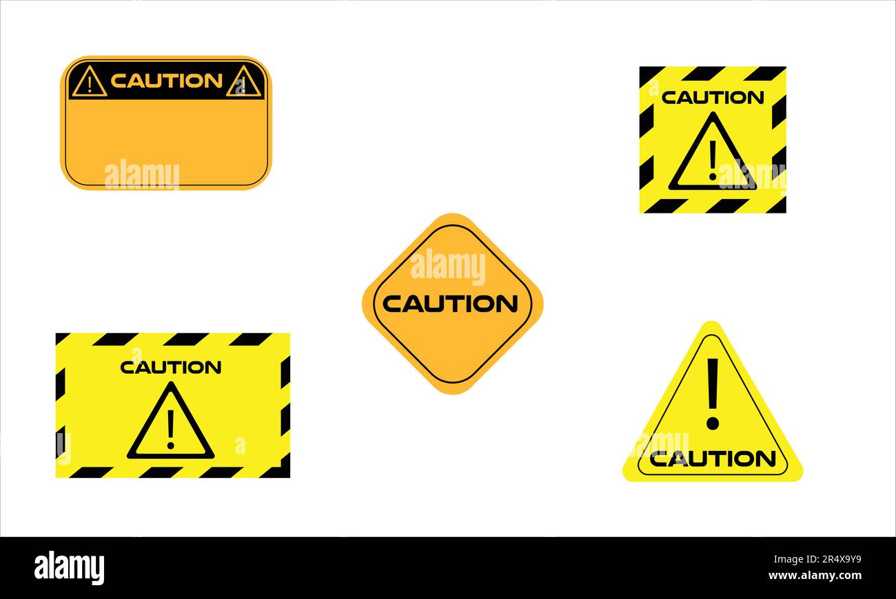 set of warning signs caution signs on white Stock Vector Image & Art ...