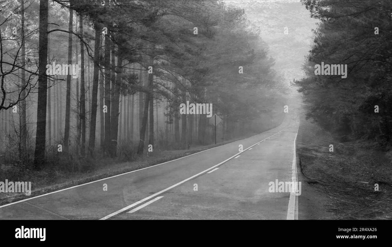 Low angle view of long empty highway road for graphic resources ...