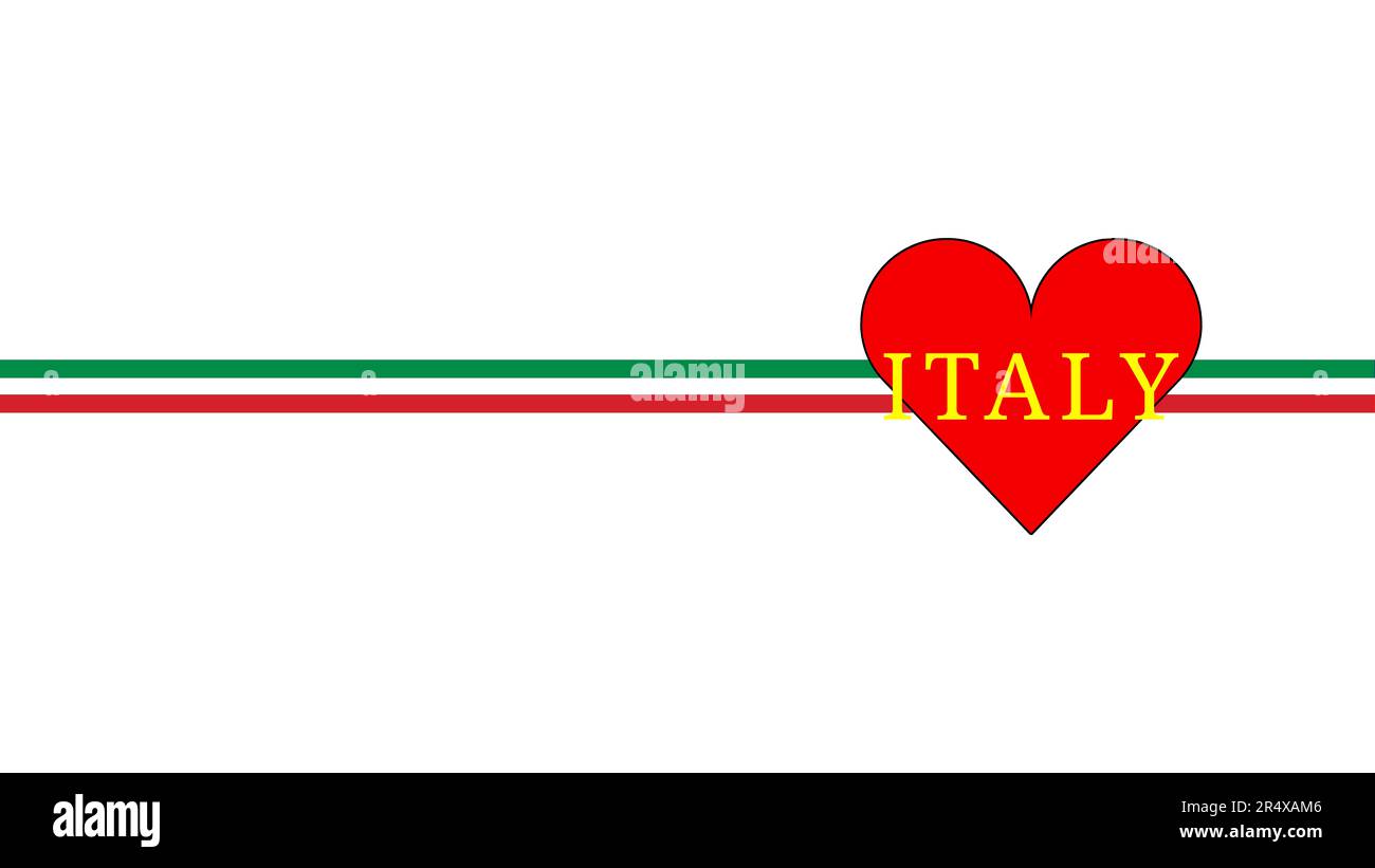 Italy, heart, Italian flag, graphic illustration of the Italian tricolor, to express love for ...