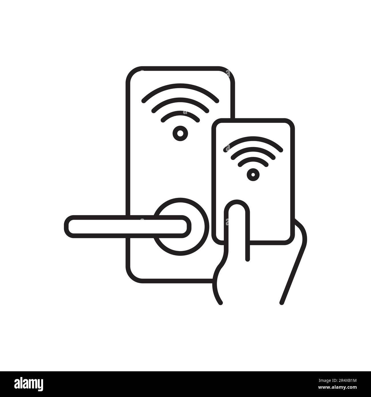 Digital door lock with wireless technology for unlock icon isolated on ...