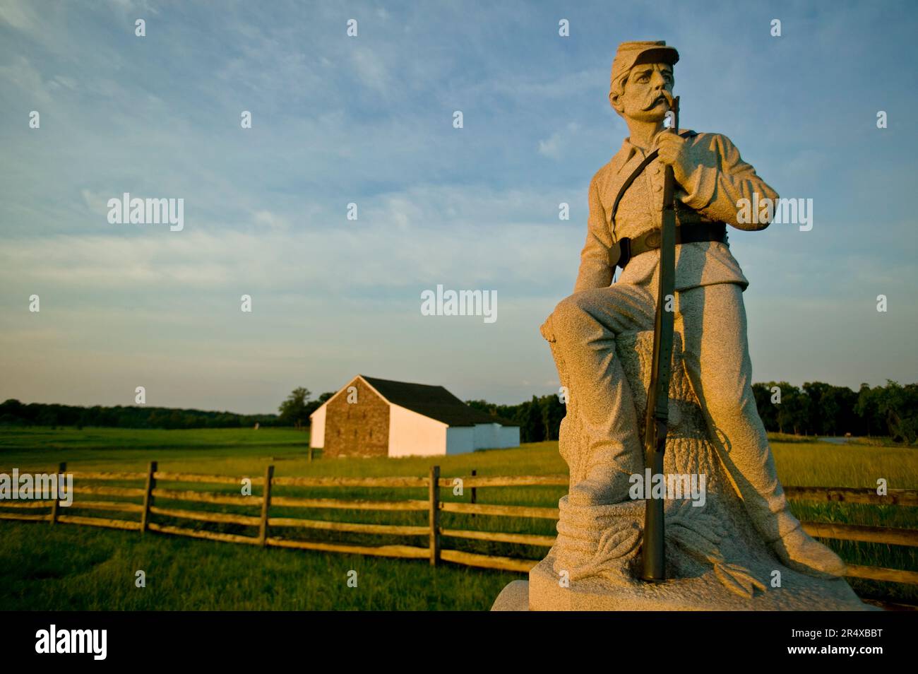 Statue of a civil war Union soldier at Gettysburg battlefield in ...