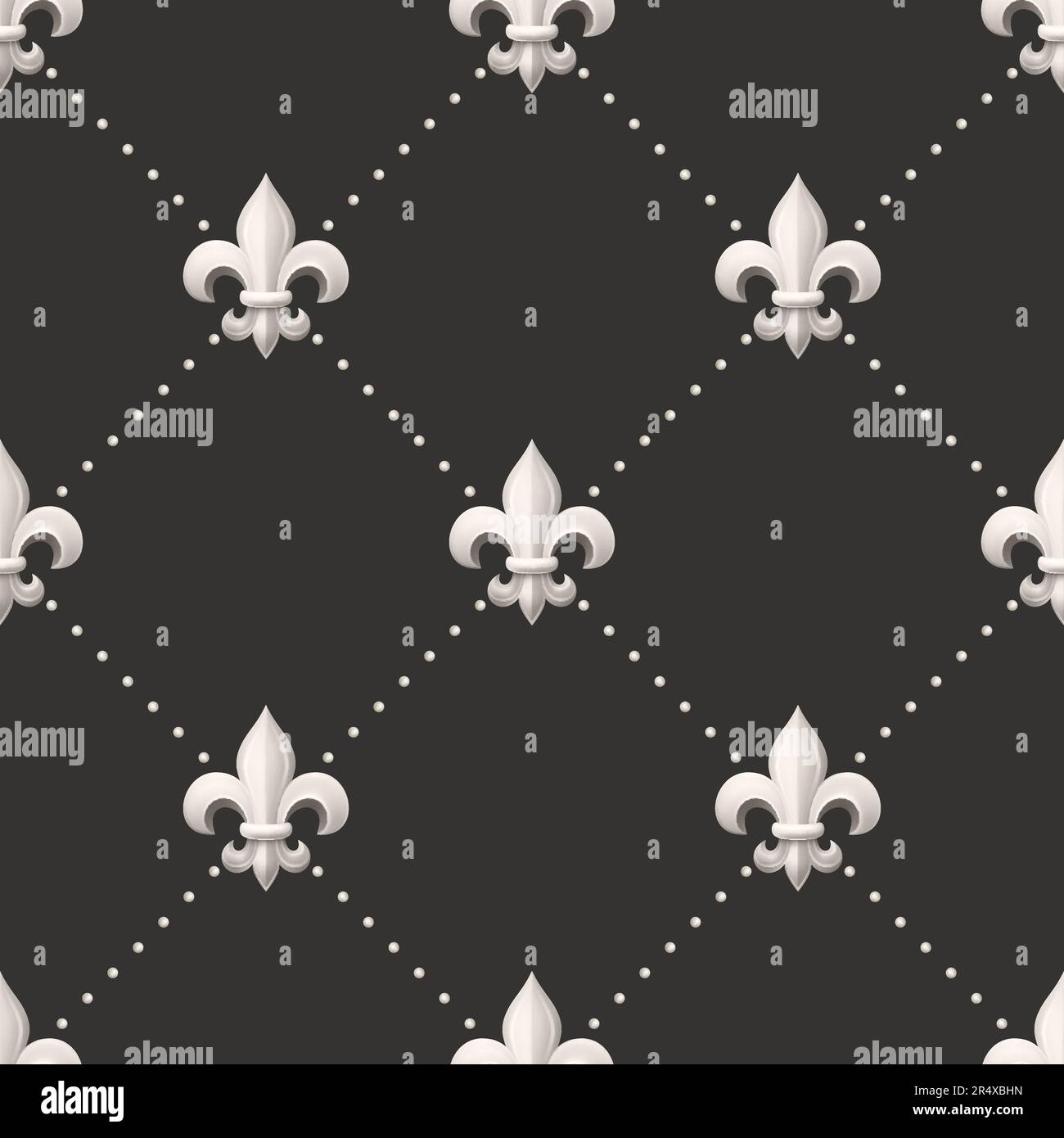 Vector Seamless Pattern with Vintage 3d Realistic White Color Fleur De ...