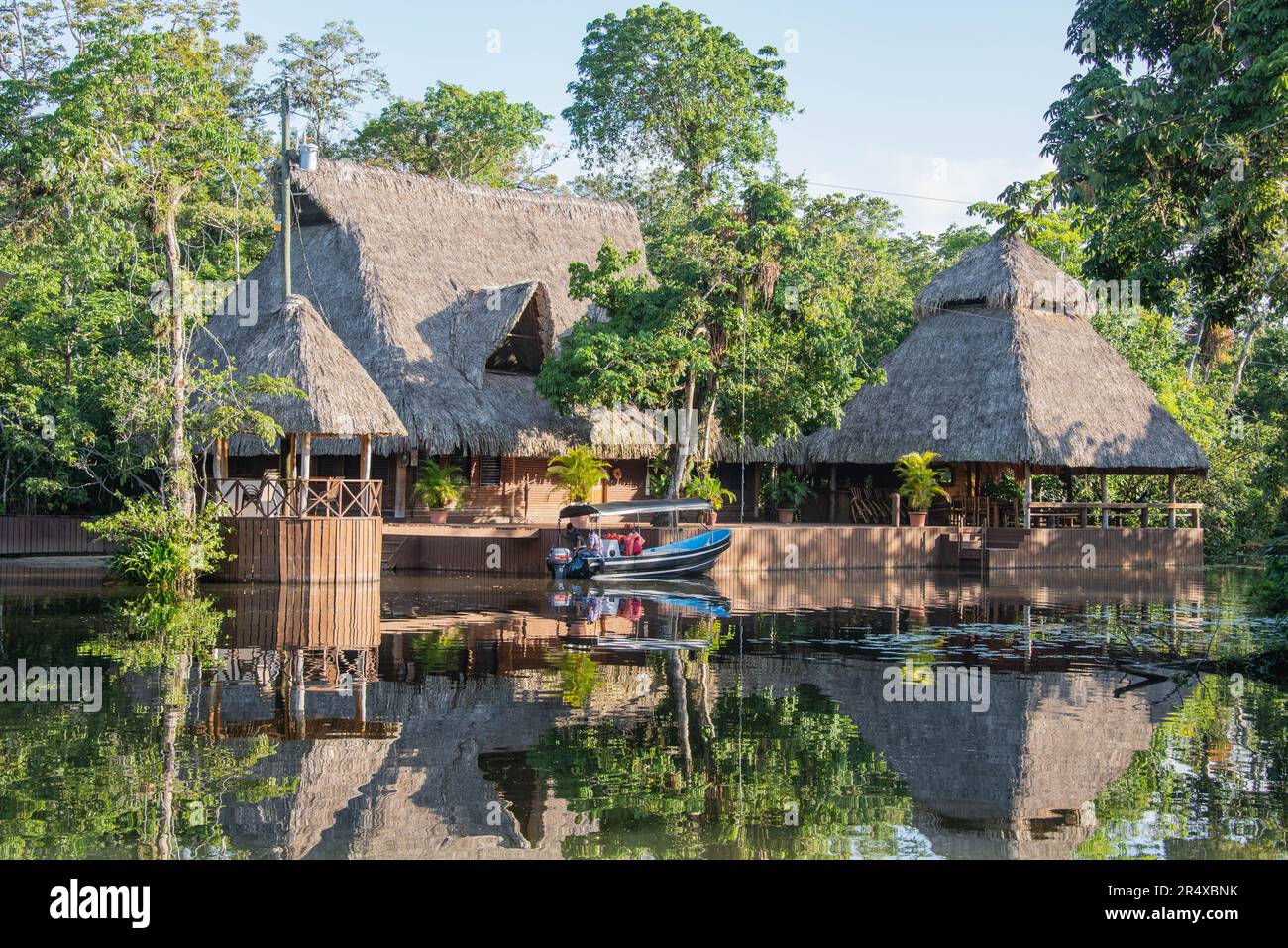Rustic jungle resort on the Rio Dulce, Guatemala Stock Photo - Alamy