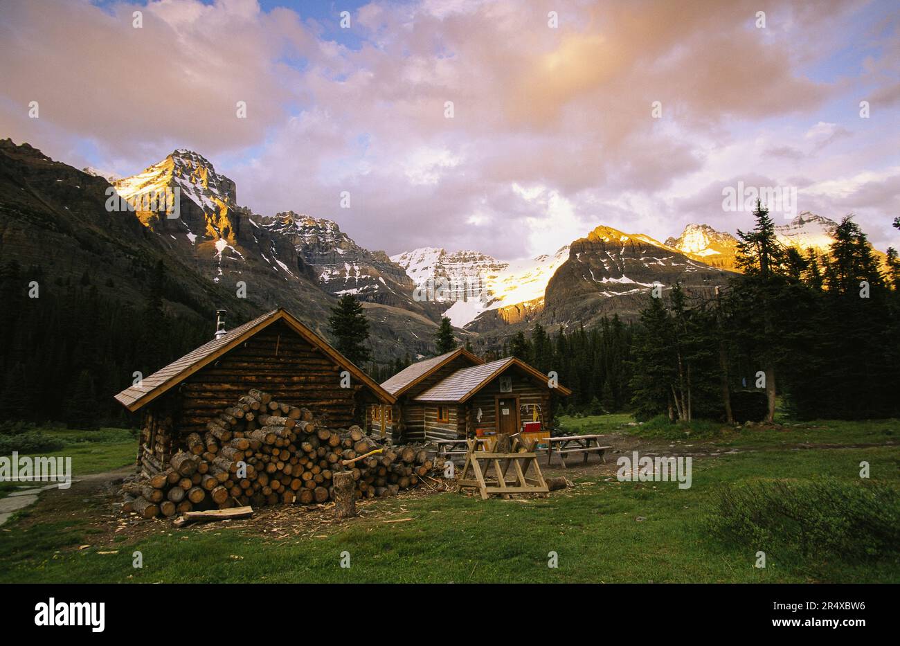 Log cabin in Yoho National Park, BC, Canada; British Columbia, Canada ...