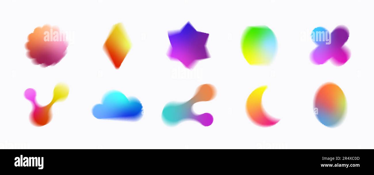 Blurry shapes set with y2k aura brutalism effect. Colorful contemporary ...