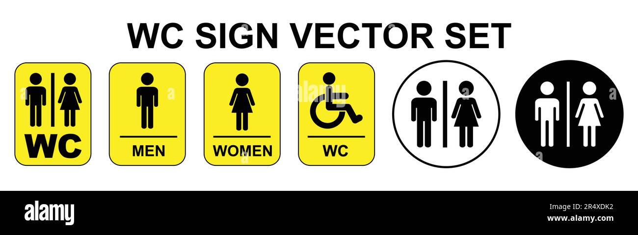 WC Sign Vector Set. Woman, man and disabled person sign for restroom ...
