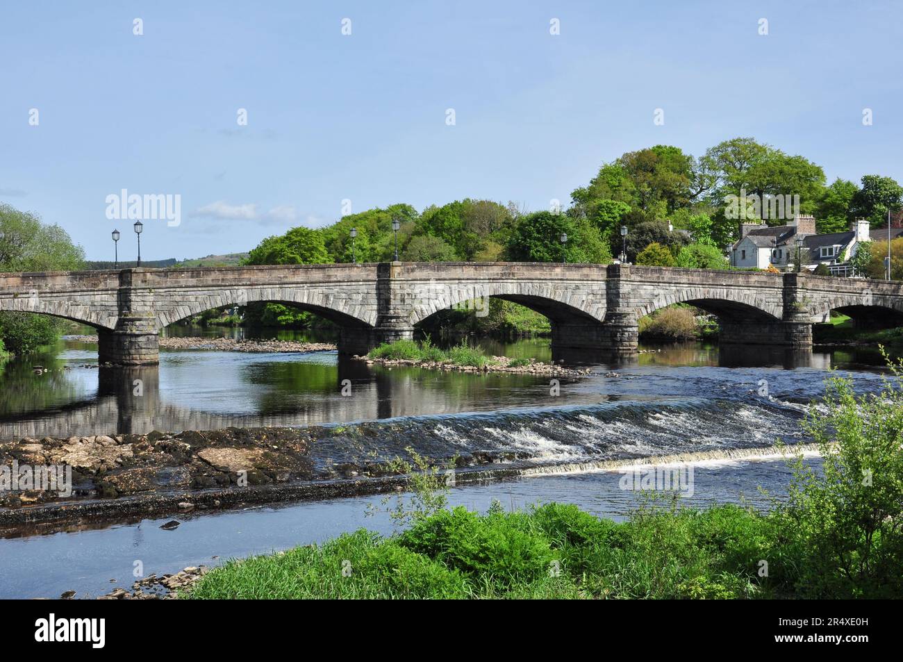 Five span granite stone bridge over the River Cree at Newton Stewart ...