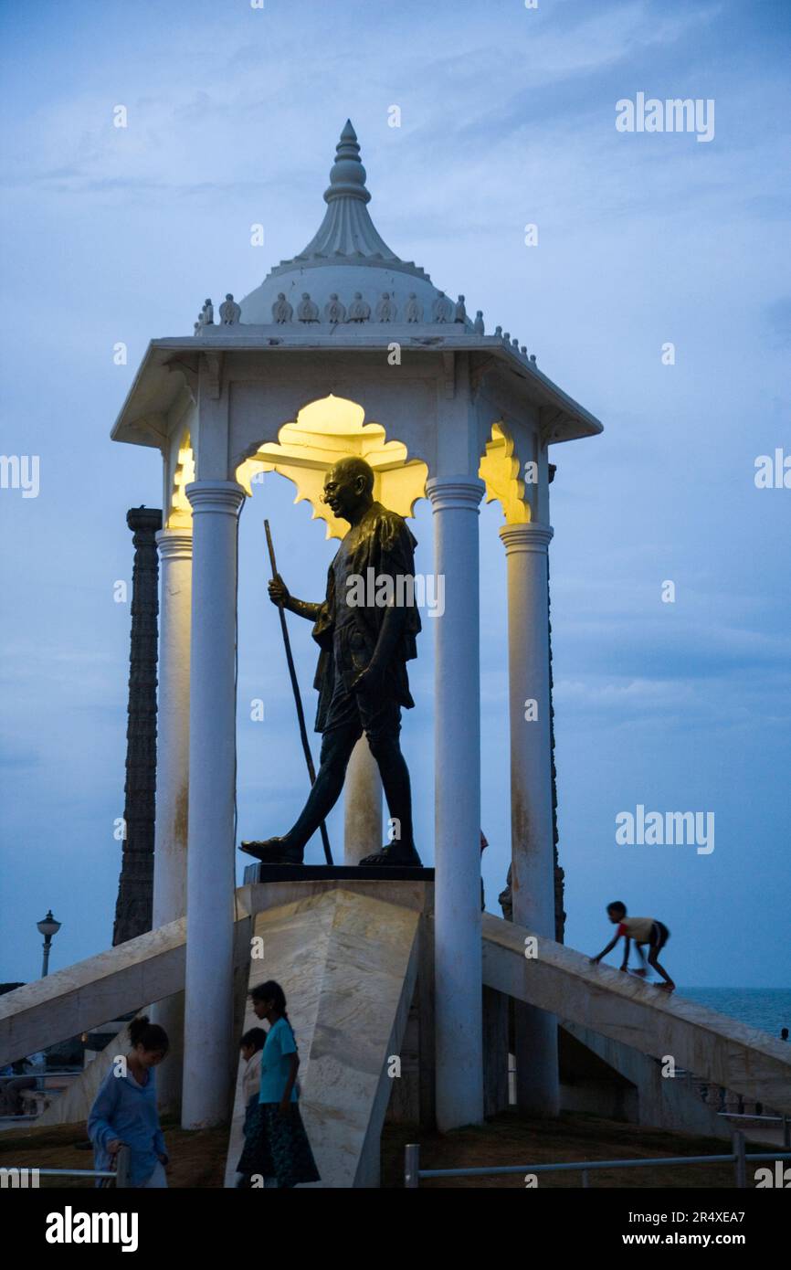 Children play at the Mahatma Gandhi monument; Puducherry, Tamil Nadu ...