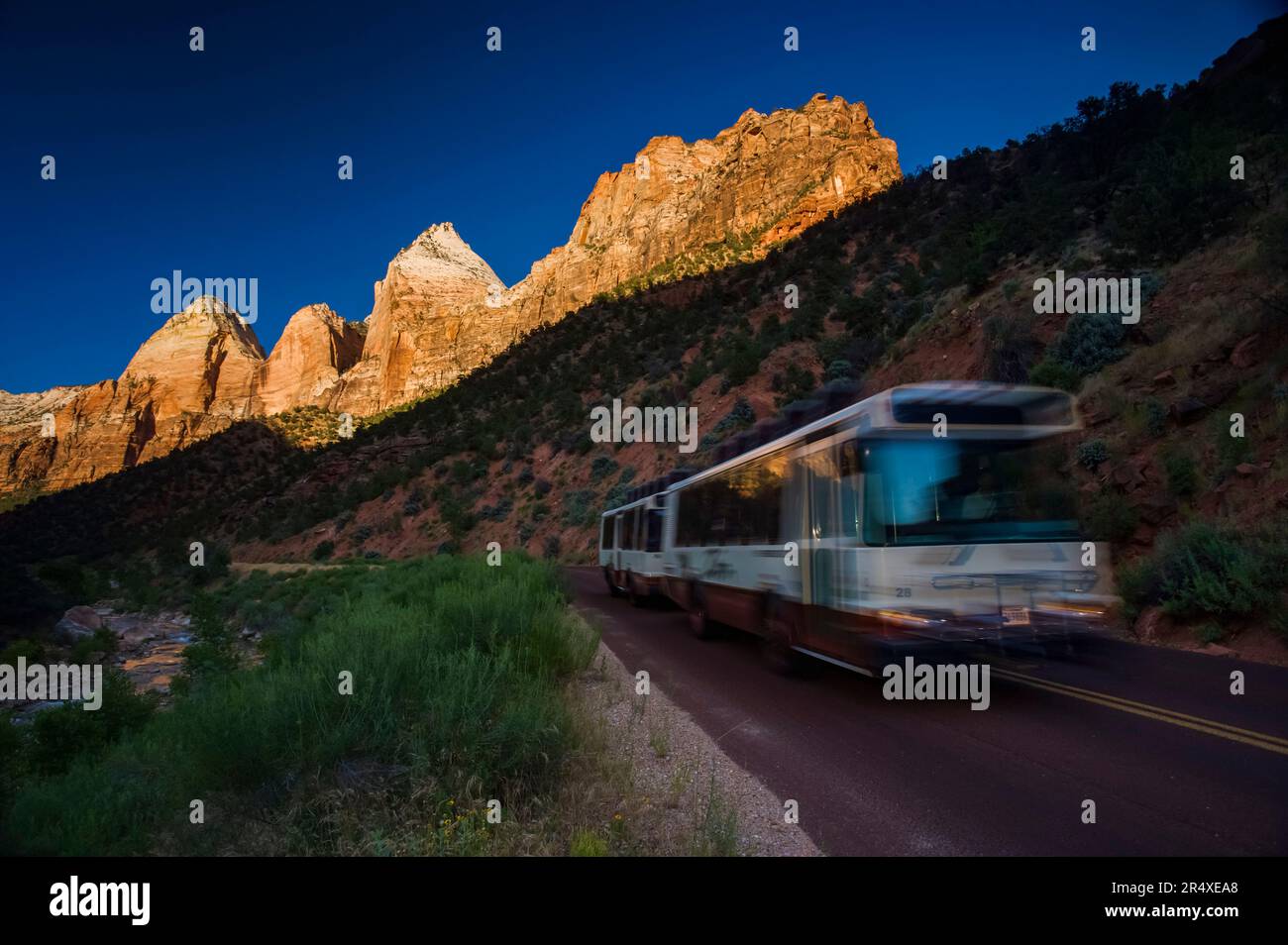 Clean, quiet, propane-driven buses carry visitors through Zion Canyon ...