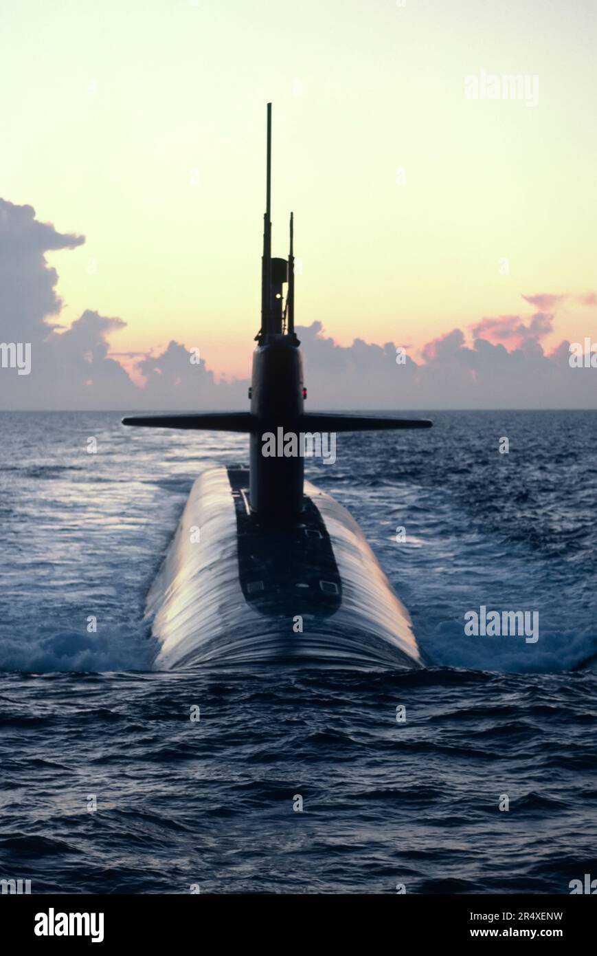 The Trident nuclear submarine, USS Ohio, shot off coast of Florida, USA ...