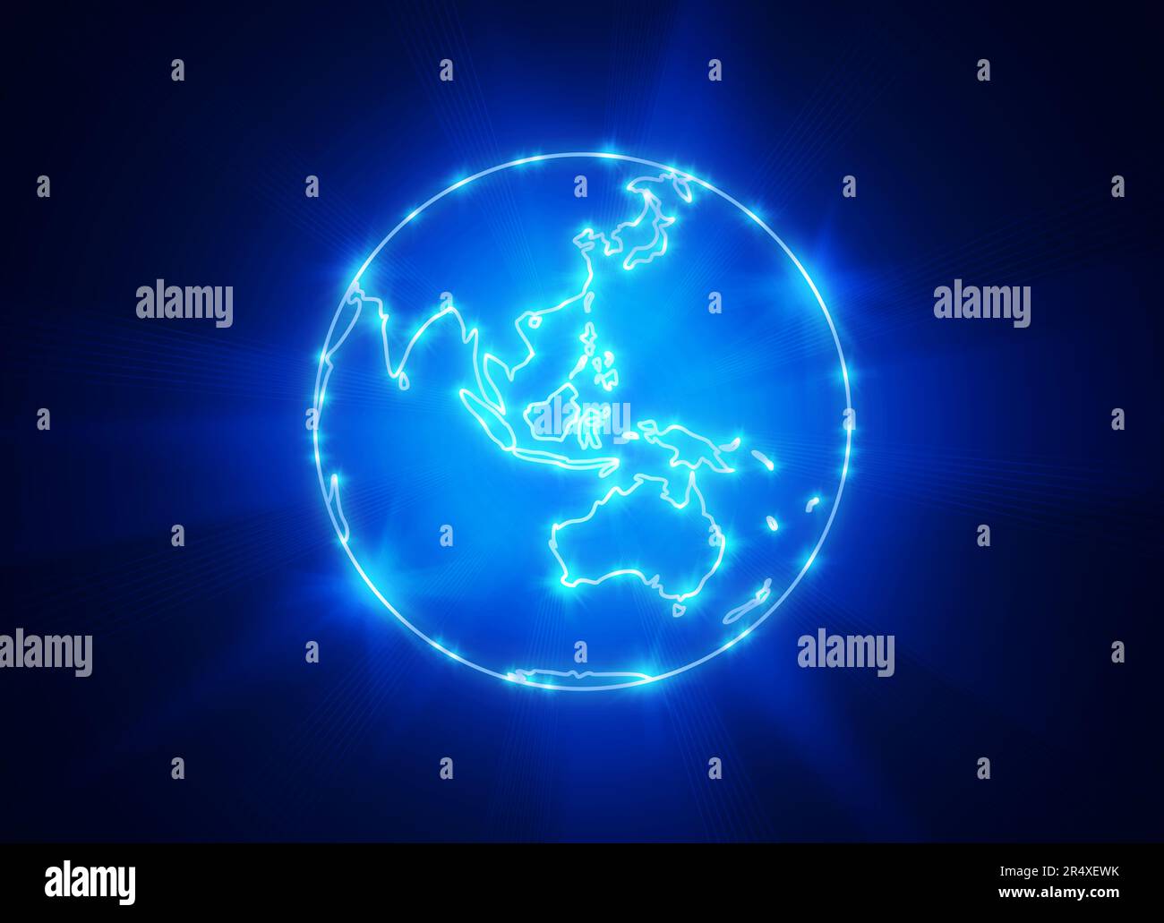 Shining planet Earth with the contours of the continents on a deep blue ...