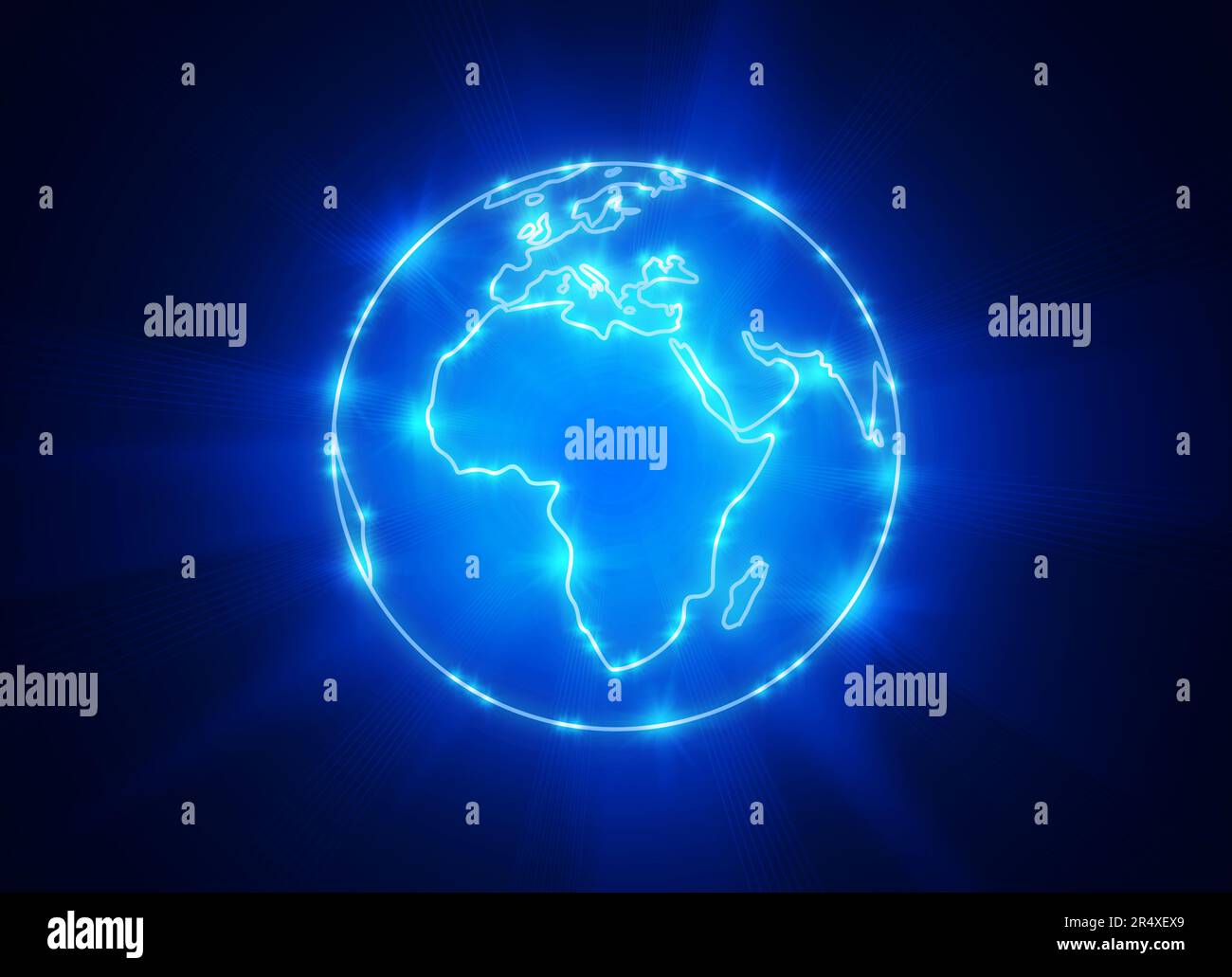 Shining planet Earth with the contours of the continents on a deep blue ...