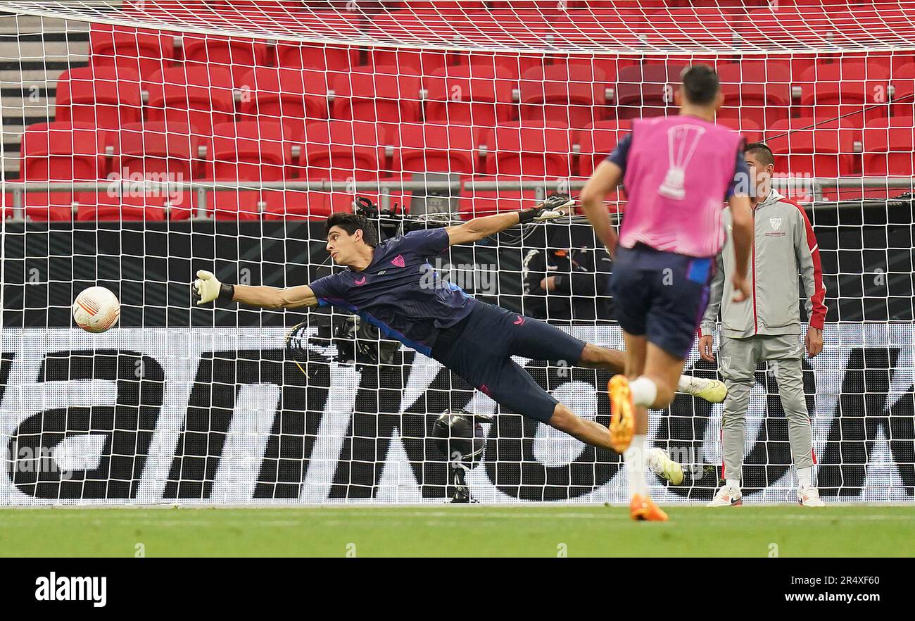 Sevilla goalkeeper Yassine Bounou during a training session at the ...