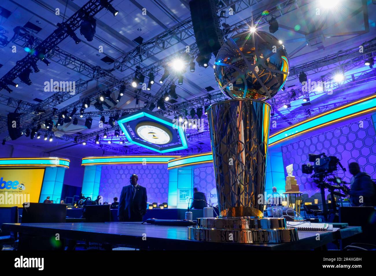 The 2023 Larry O'Brien NBA Championship Trophy is displayed at the ...