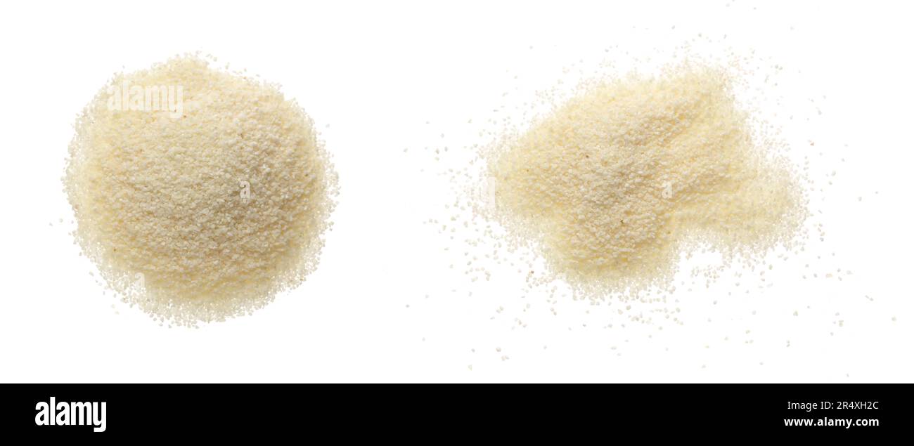 raw semolina isolated on white background. Top view Stock Photo - Alamy