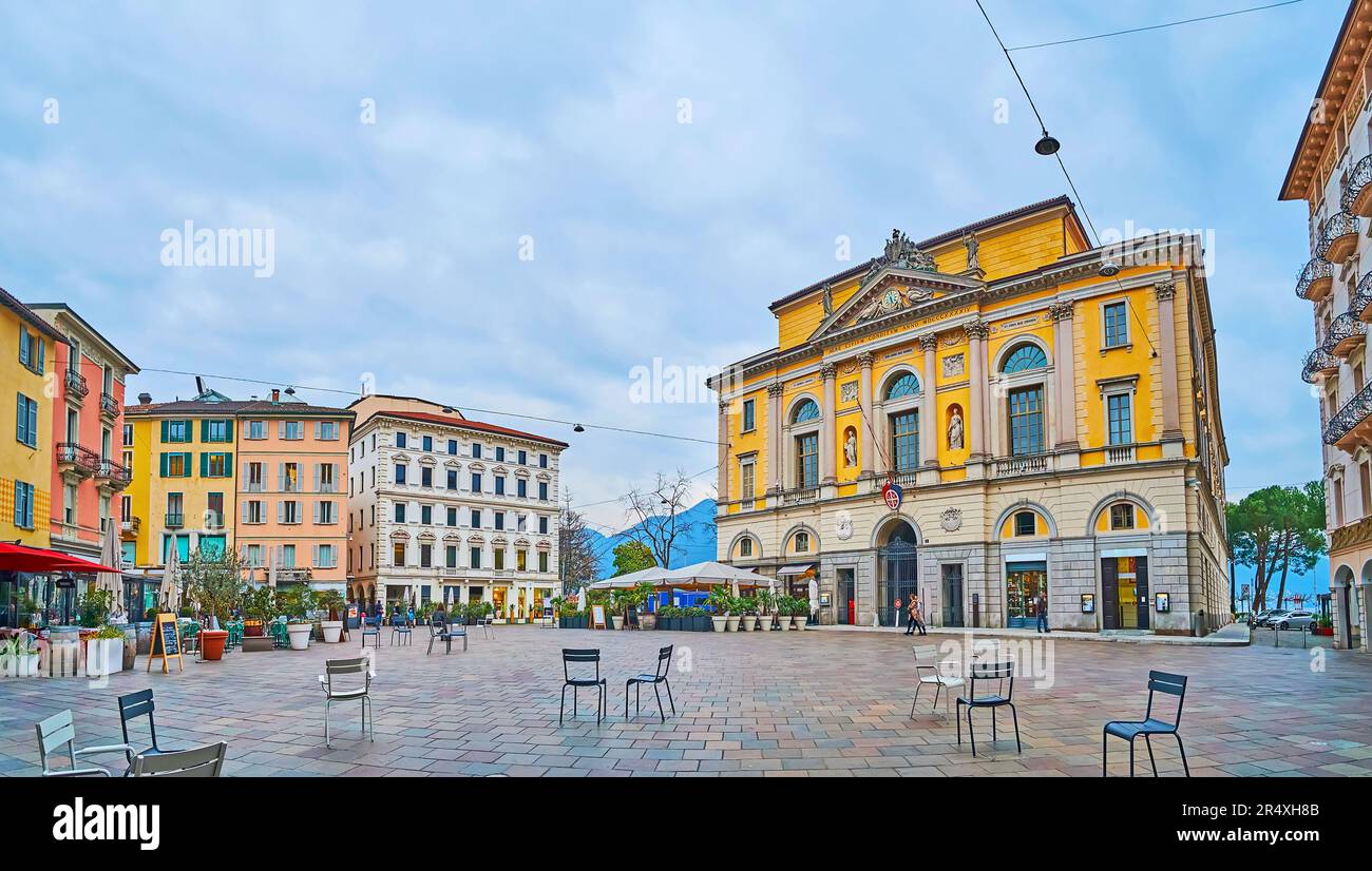 Panorama of historic Piazza della Riforma with vintage townhouses ...